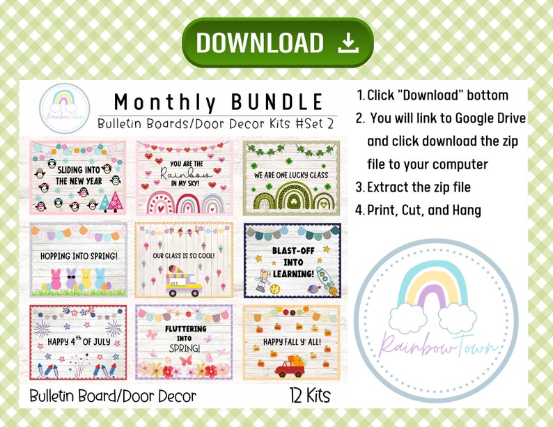 BUNDLE Monthly Bulletin Board Classroom Door Decor Year Long - Etsy
