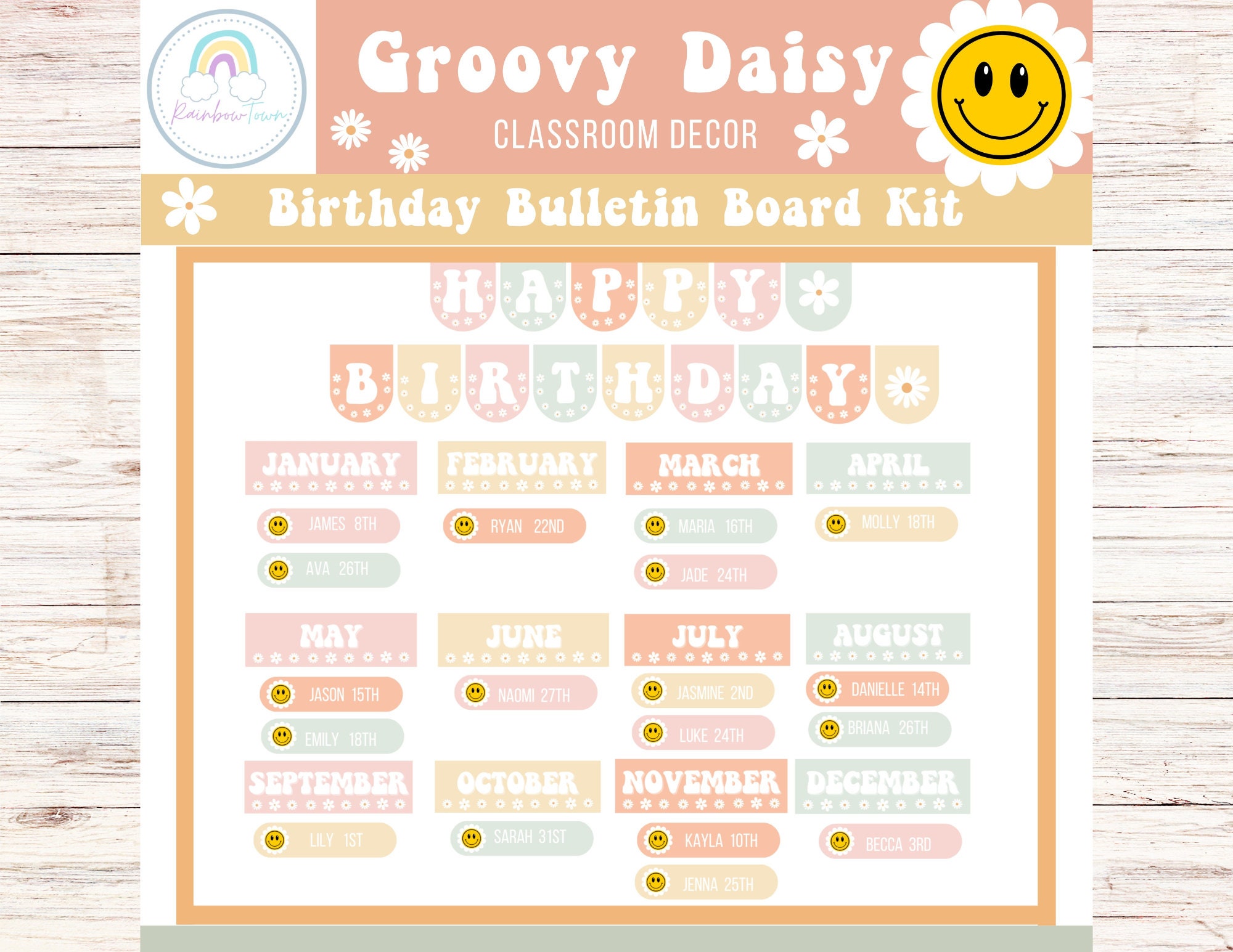 Groovy Birthday Bulletin Board Birthday Display Classroom Decor ...