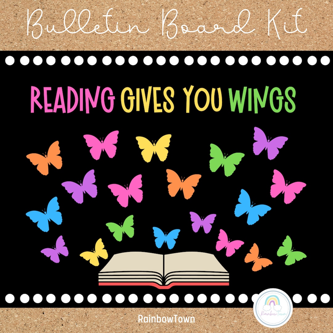 Reading Gives You Wings Spring Bulletin Board Kit Butterflies Library ...