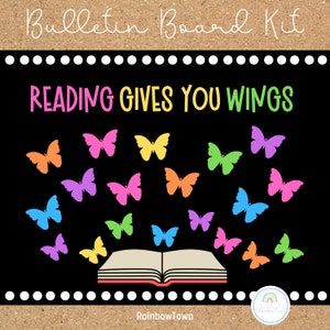 Reading Gives You Wings Spring Bulletin Board Kit Butterflies Library ...