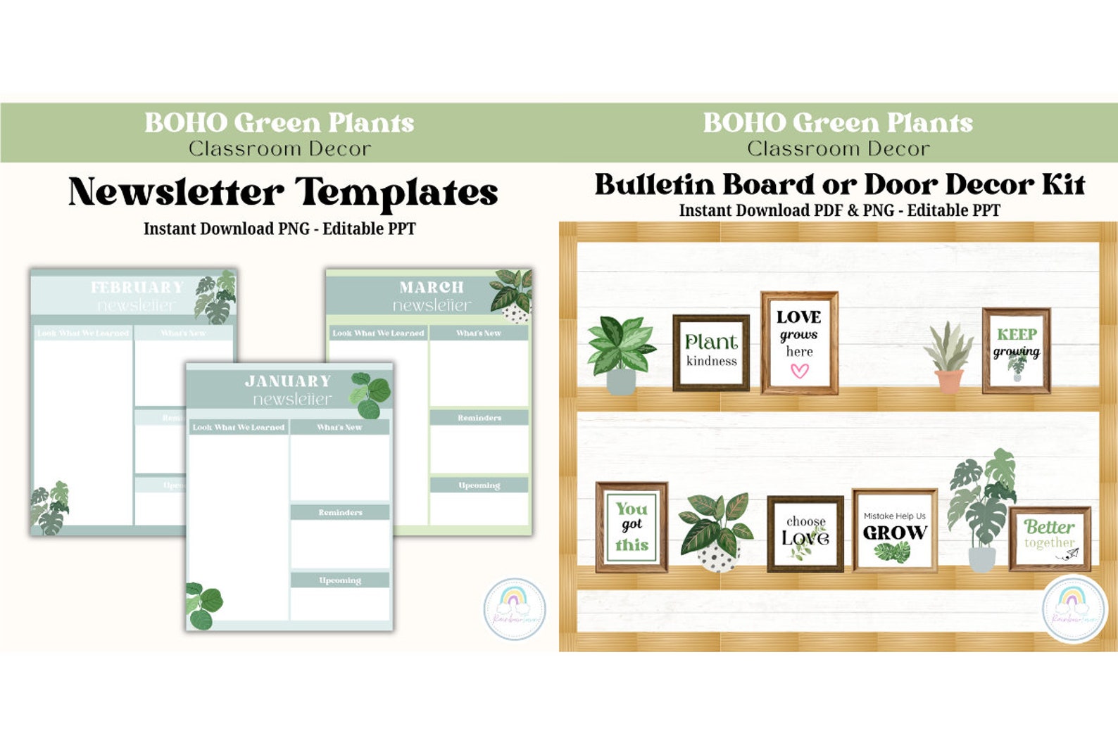 Boho Green Plant Classroom Decor Bundle Neutral Calm Theme Printable ...
