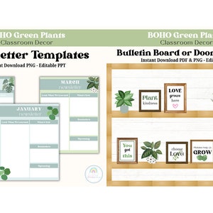 Boho Green Plant Classroom Decor Bundle Neutral Calm Classroom Theme ...
