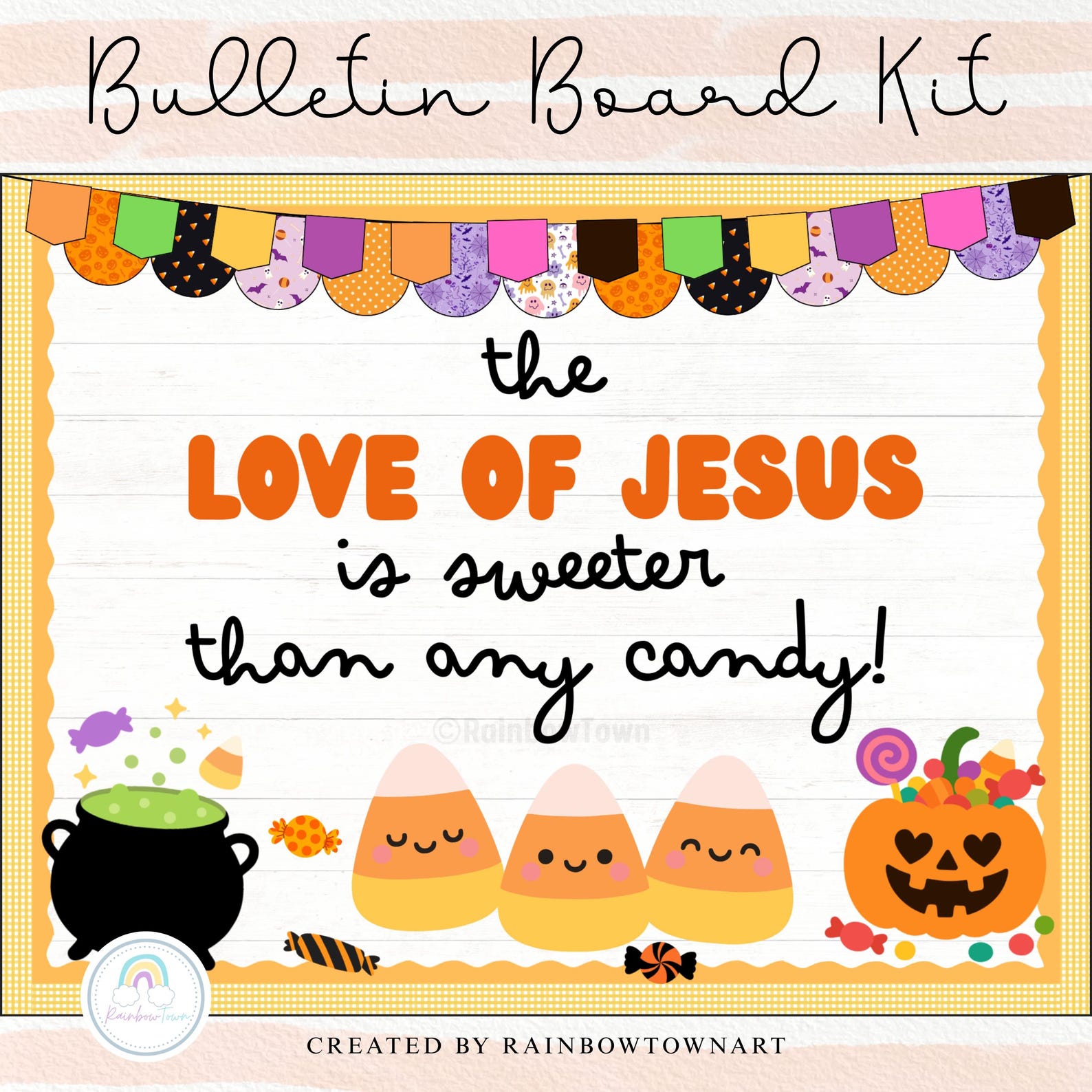 Halloween Bulletin Board Kit Candy Corn Christian Classroom Decorations ...
