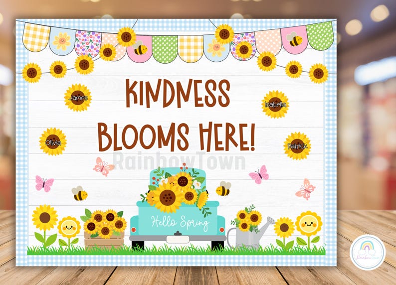 Spring Bulletin Board Kit Sunflower Religious Classroom Decor Printable ...