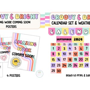 Groovy Bright Classroom Decor Bundle Printable Pastel Theme - Etsy