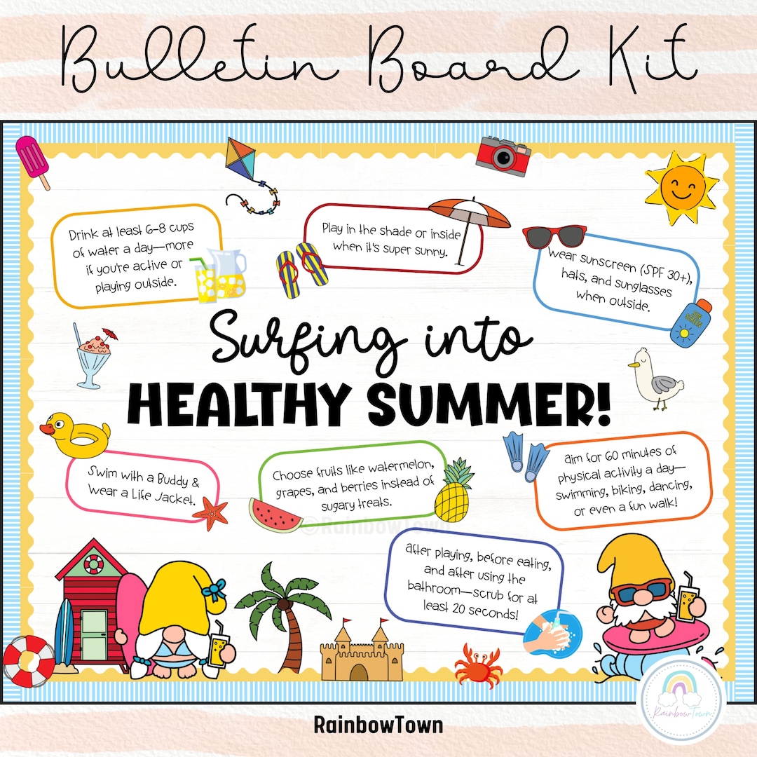 Summer Healthy Habits Bulletin Board: Surfboard Theme (printable PDF ...