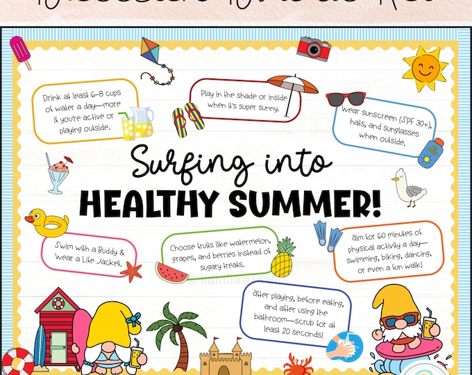 Summer Bulletin Board Ideas Healthy Habits School Nurse Door Decor May ...