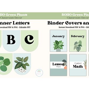 Boho Green Plant Classroom Decor Bundle Neutral Calm Classroom Theme ...
