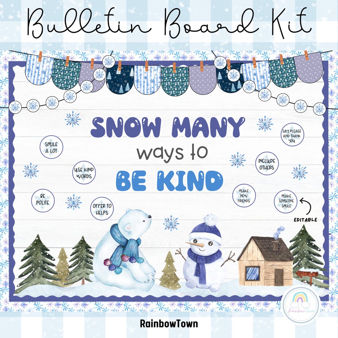 Winter Bulletin Board Kit Kindness Snowflakes Classroom Decoration ...