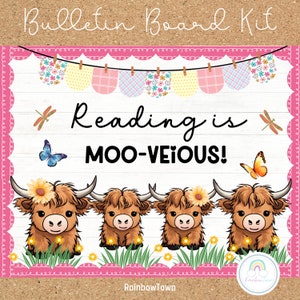 Highland Cow Spring Bulletin Board Kit: Classroom Decor (printable) - Etsy