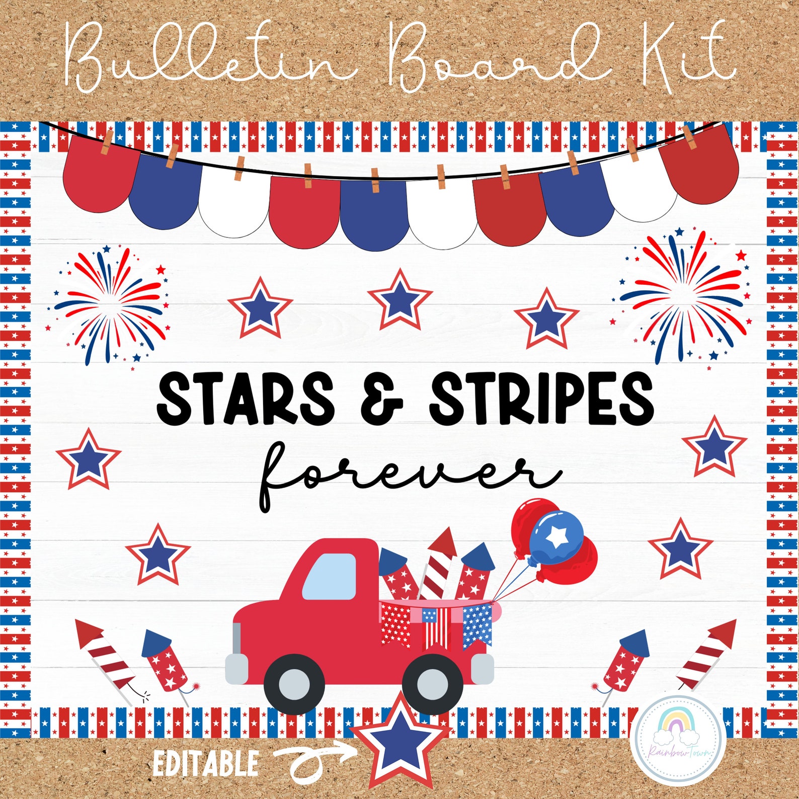 4th of July Bulletin Board Summer Bulletin Board Kit Patriotic ...