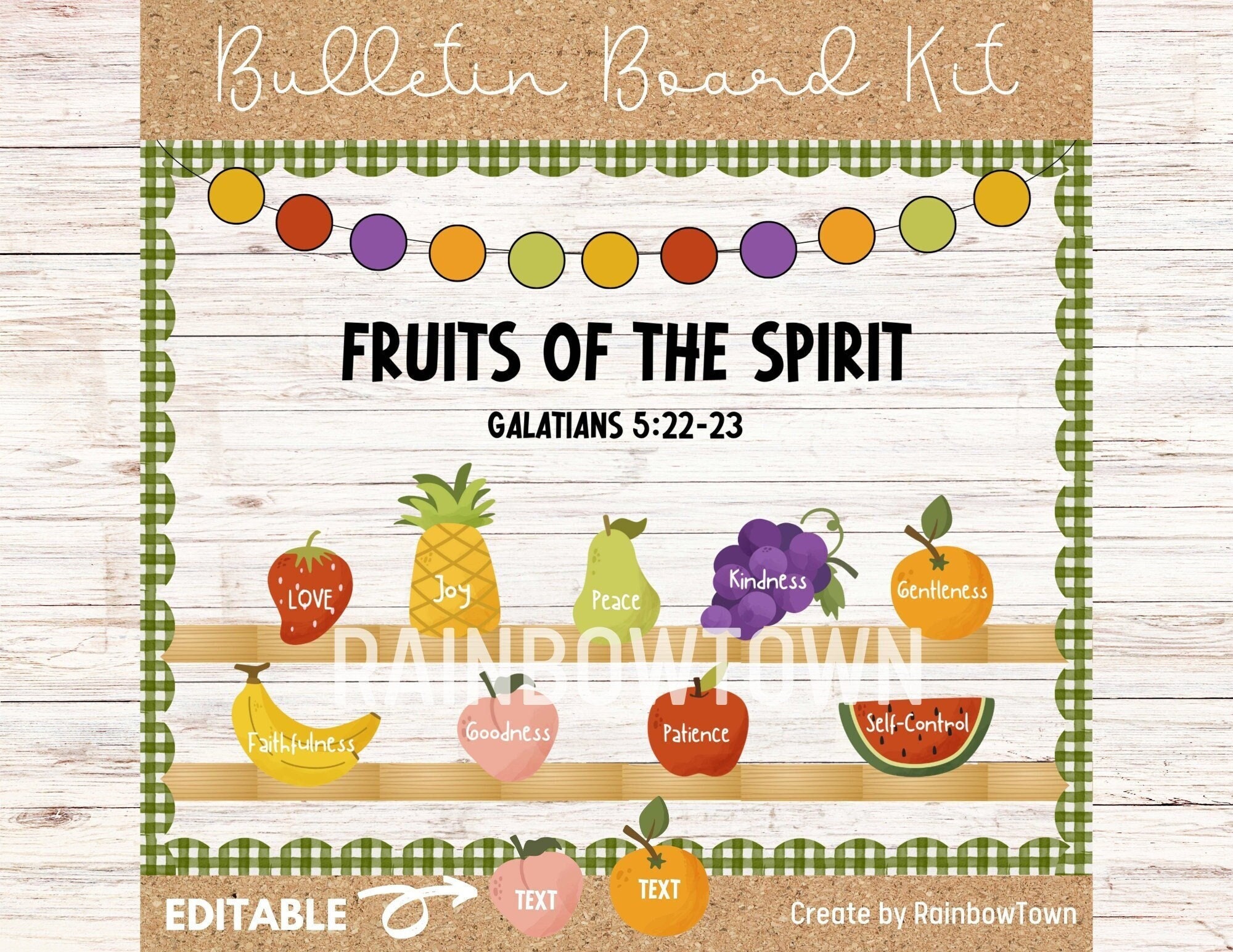 Fruits of the Spirit Bulletin Board Christian Classroom Decor Printable ...
