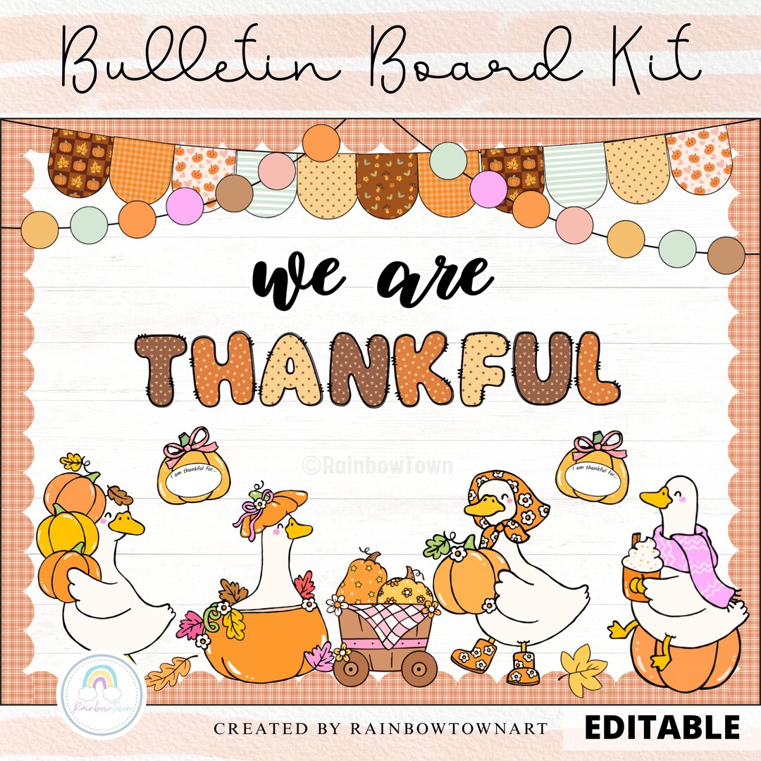 Thanksgiving Bulletin Board Kit Silly Goose Classroom Decor Printable ...