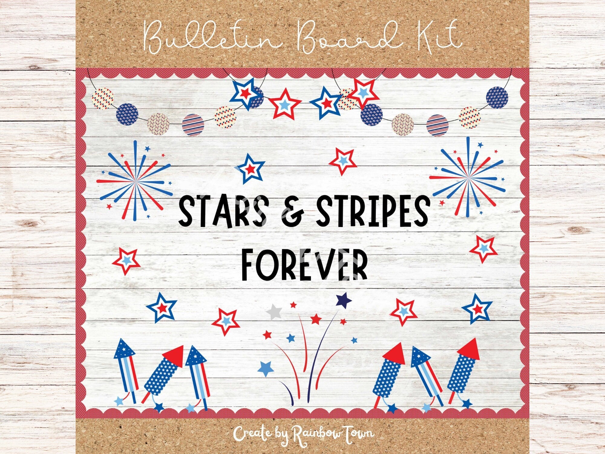 Fireworks July 4th Patriotic Bulletin Board Classroom Decor - Etsy