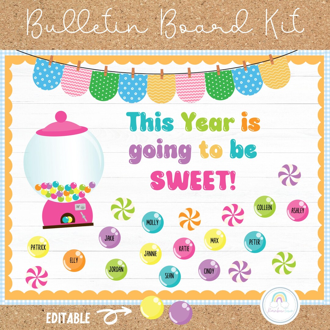 Sweet Candy Bulletin Board Kit: New Year Classroom Door Decor Printable ...