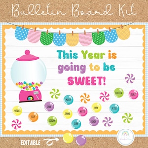 Sweet Candy Bulletin Board Kit: New Year Classroom Door Decor Printable ...