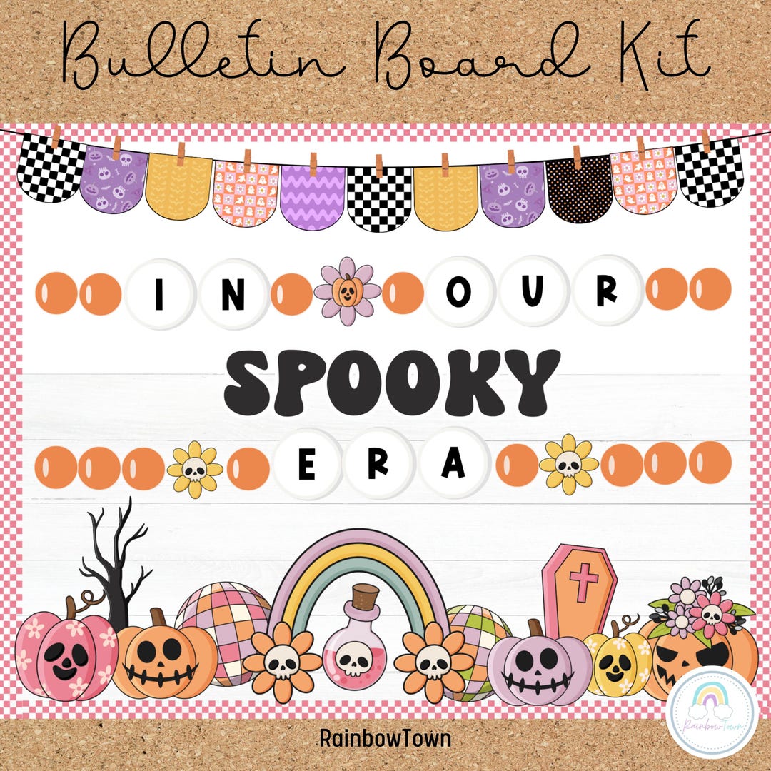 Halloween Bulletin Board Kit | in Our Spooky Era | Retro Halloween ...
