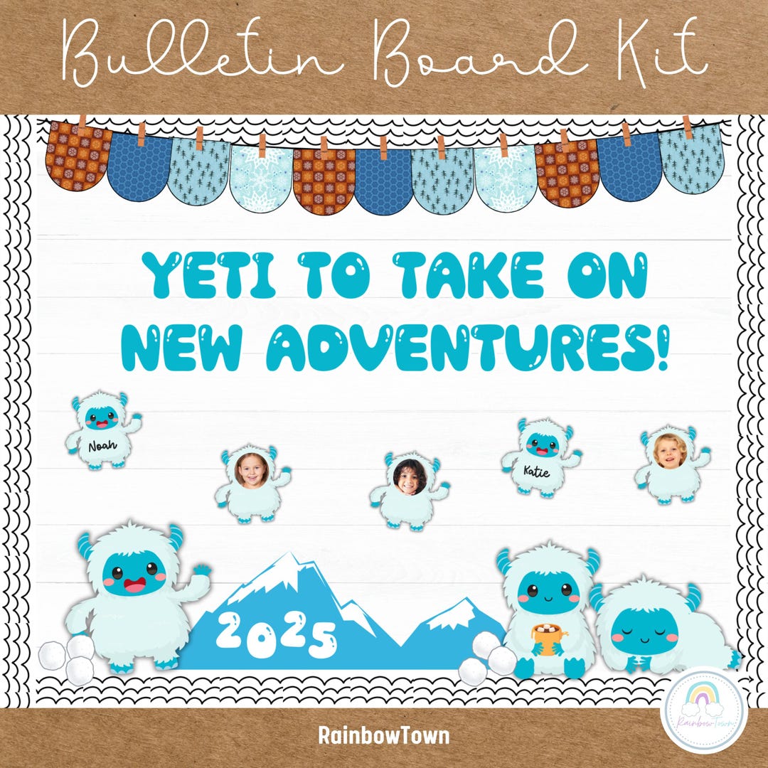Winter Bulletin Board New Year Bulletin Board Yeti Classroom Decor ...