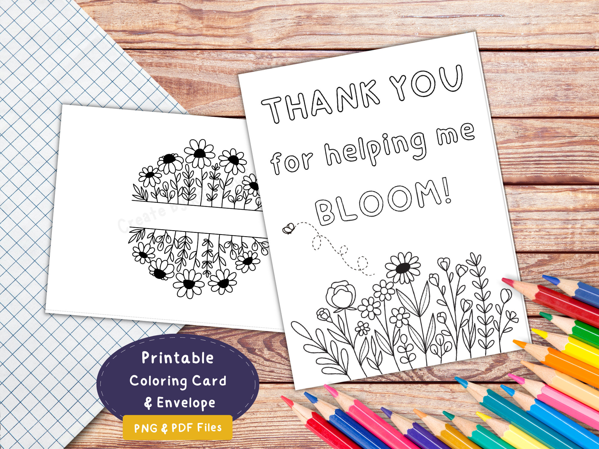 Thank You for Helping Me Bloom Teacher Appreciation Coloring Card and ...