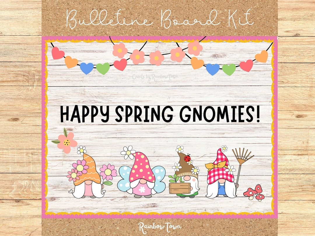 Spring Bulletin Board Kit Gnomes Bulletin Board Spring Classroom ...