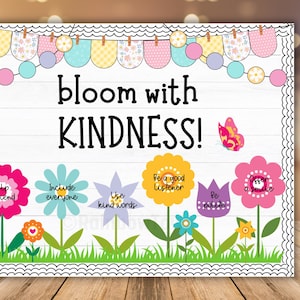 Spring Bulletin Board Kindness Flower Classroom Decor Printable - Etsy