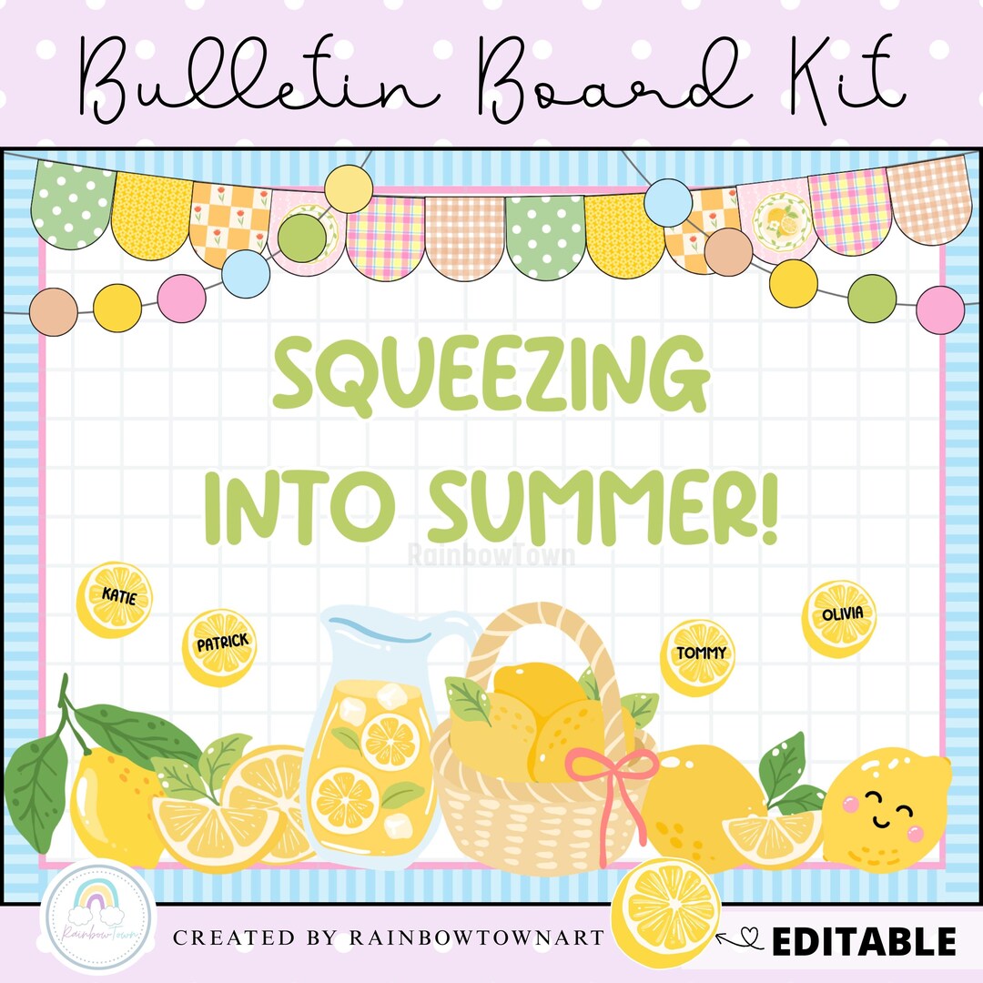 Summer Bulletin Board Kit Lemon Classroom Door Decor Printable ...