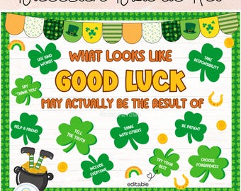 St. Patrick's Day Bulletin Board Kit Shamrock Kindness Classroom Decor ...
