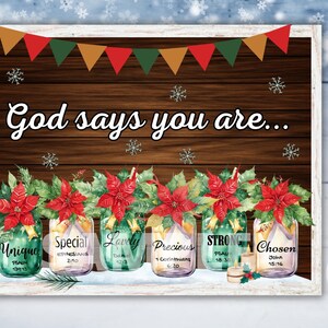 Christmas Christian Bulletin Board Kit | God Says You Are Classroom ...