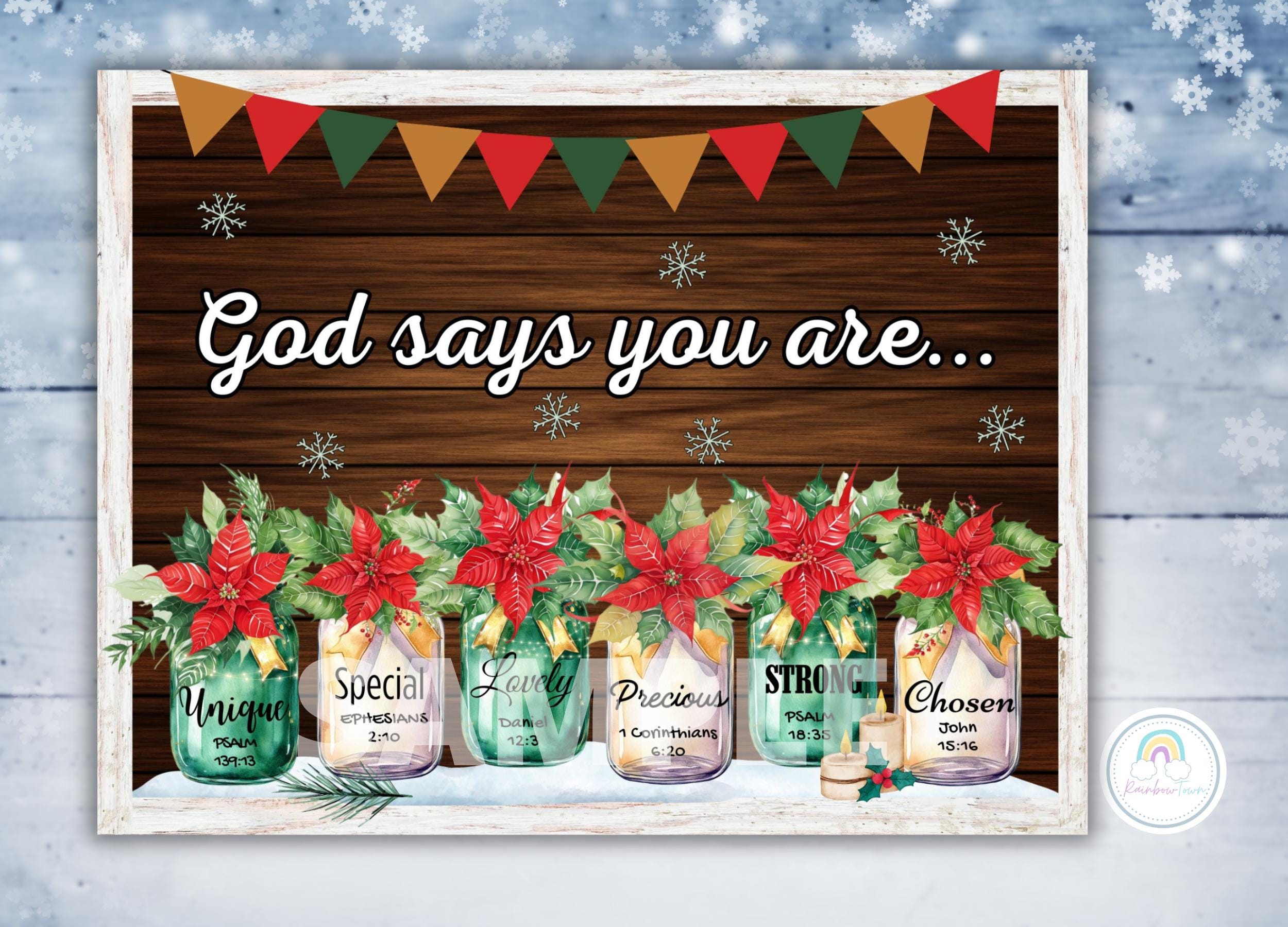 Christmas Christian Bulletin Board Kit | God Says You Are Classroom ...