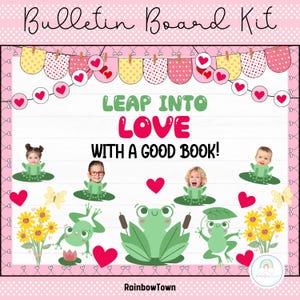Valentine's Bulletin Board Kit Frog Theme Classroom Door Decorations ...