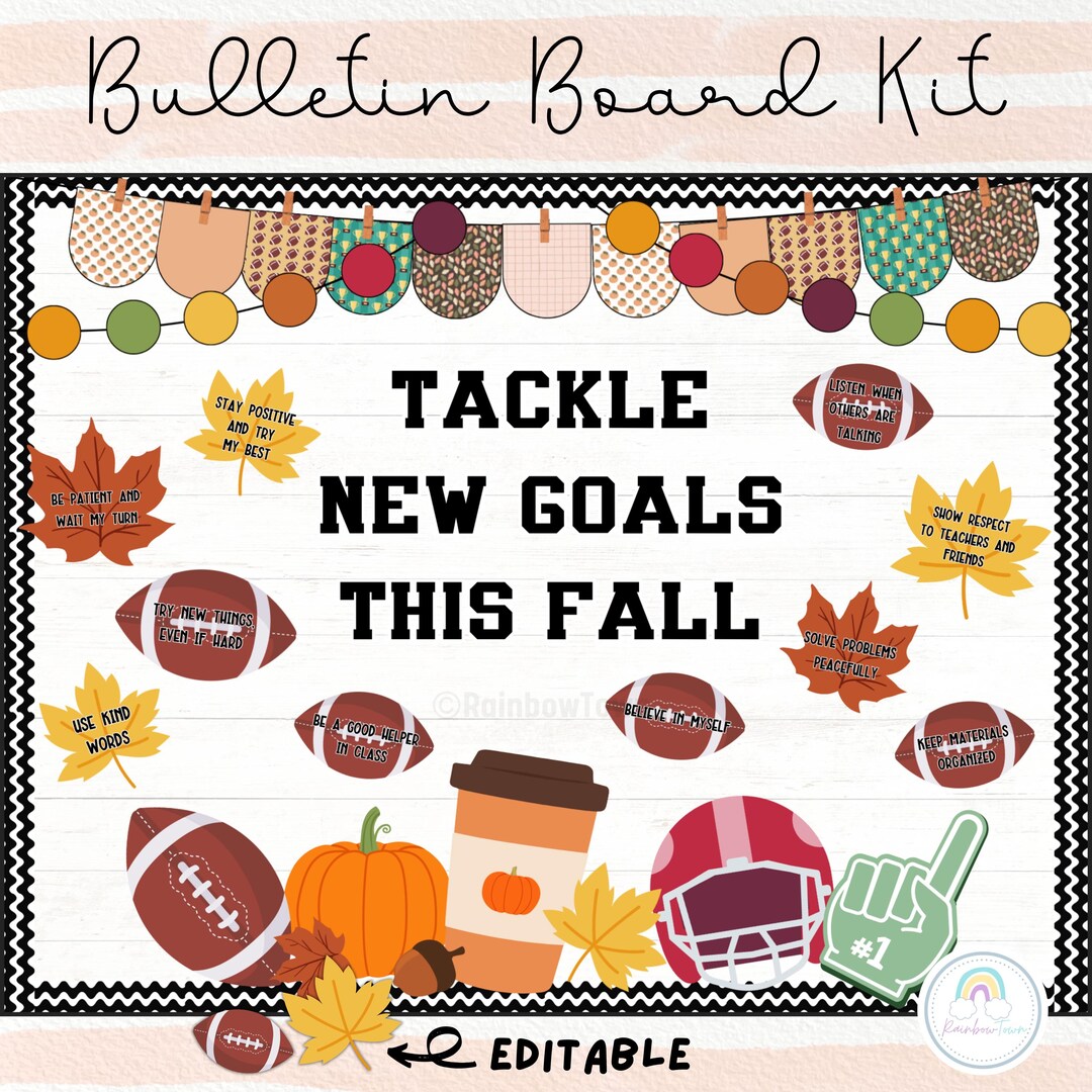 Fall Bulletin Board Kit Sports Football Autumn Classroom Decor ...