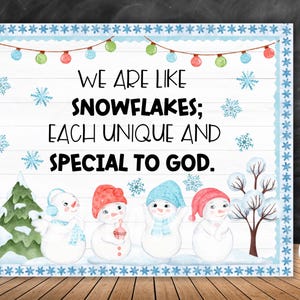 Winter Snowman Bulletin Board Kit | Christian Classroom Decor Printable ...