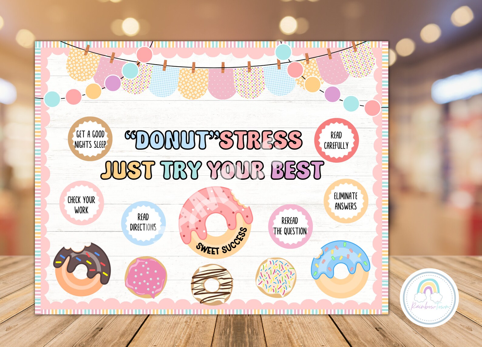 Testing Motivation Bulletin Board Kit Donuts Classroom Decor Printable ...