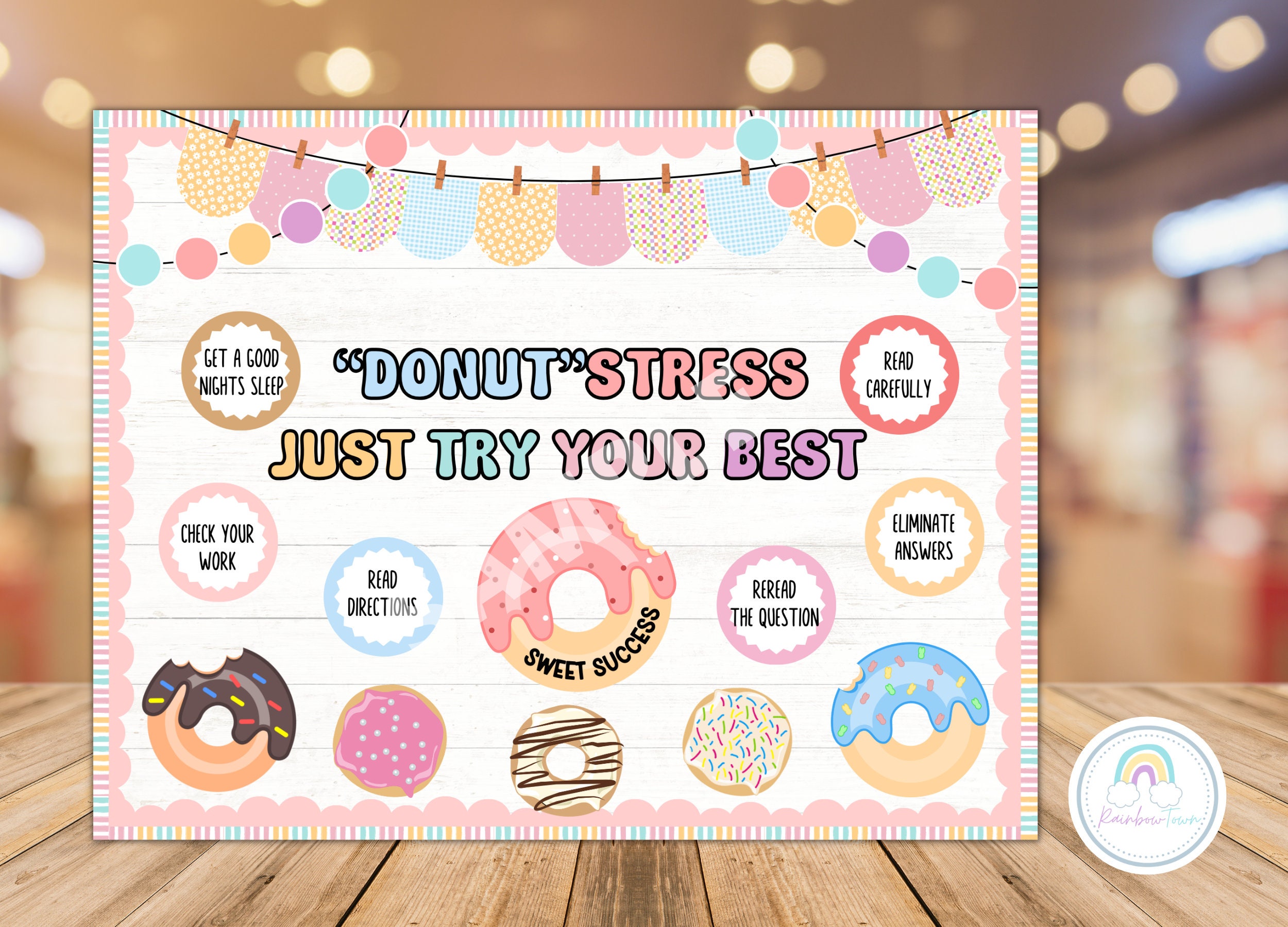 Testing Motivation Bulletin Board Kit Donuts Classroom Decor Printable ...