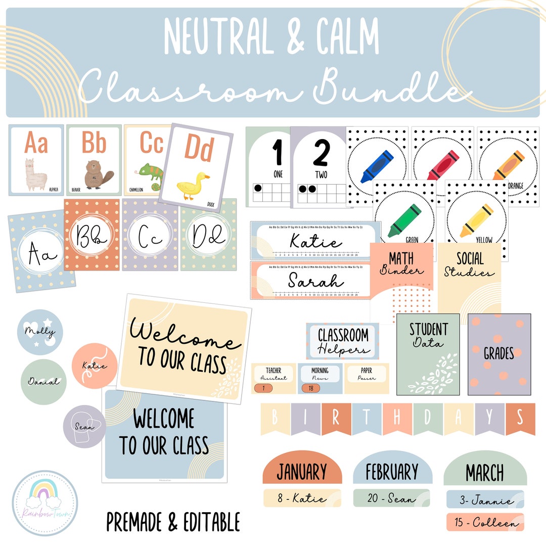 Neutral Boho Classroom Decor Bundle: Printable Collection, Printable ...