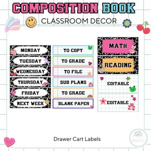 Composition Notebook Classroom Decor Bundle Retro Theme Decorations ...