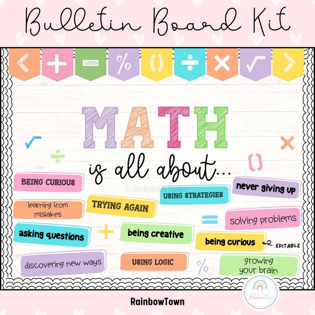 Back to School Math Bulletin Board Kit Motivational Classroom ...