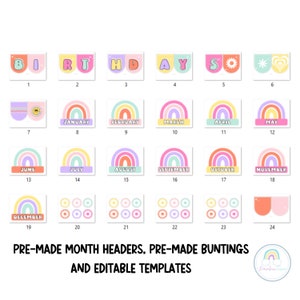 Birthday Bulletin Board Birthday Chart Display Editable Groovy and ...