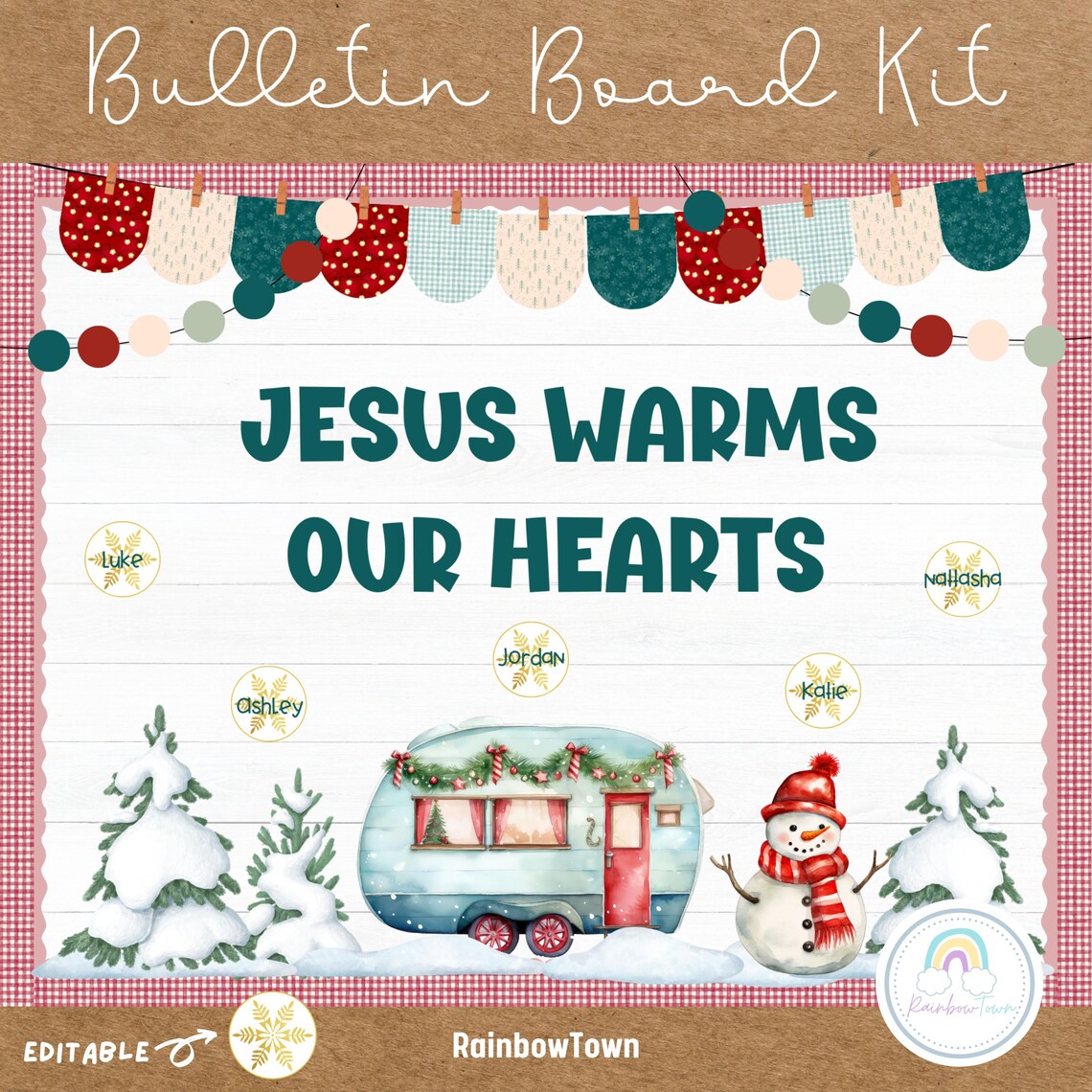 Winter Snowman Bulletin Board Kit Christian Holiday Classroom ...