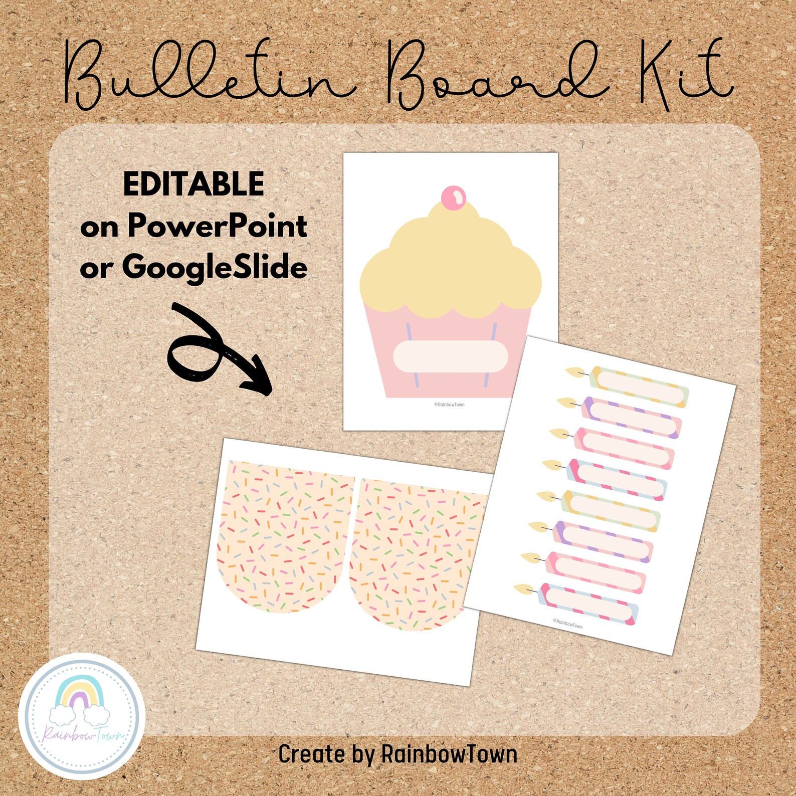 Pastel Cupcake Classroom Birthday Display Chart Birthday Bulletin Board ...