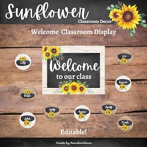 Sunflower Farmhouse Classroom Decor BUNDLE Editable - Etsy