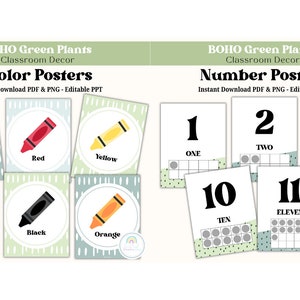 Boho Green Plant Classroom Decor Bundle Neutral Calm Classroom Theme ...