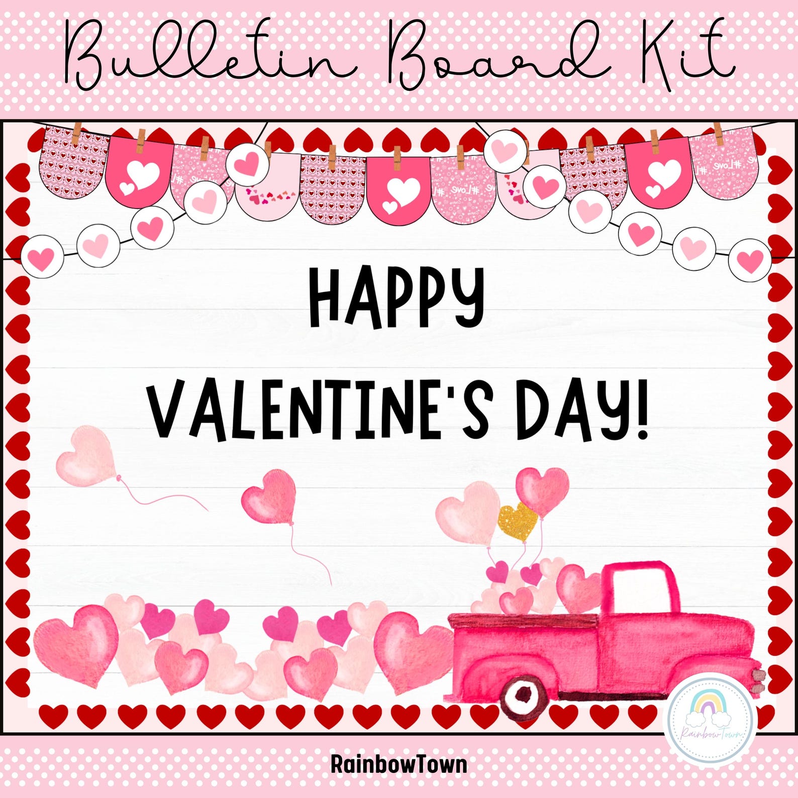 Valentine's Day Bulletin Board Kit Pink Truck Christian Classroom ...