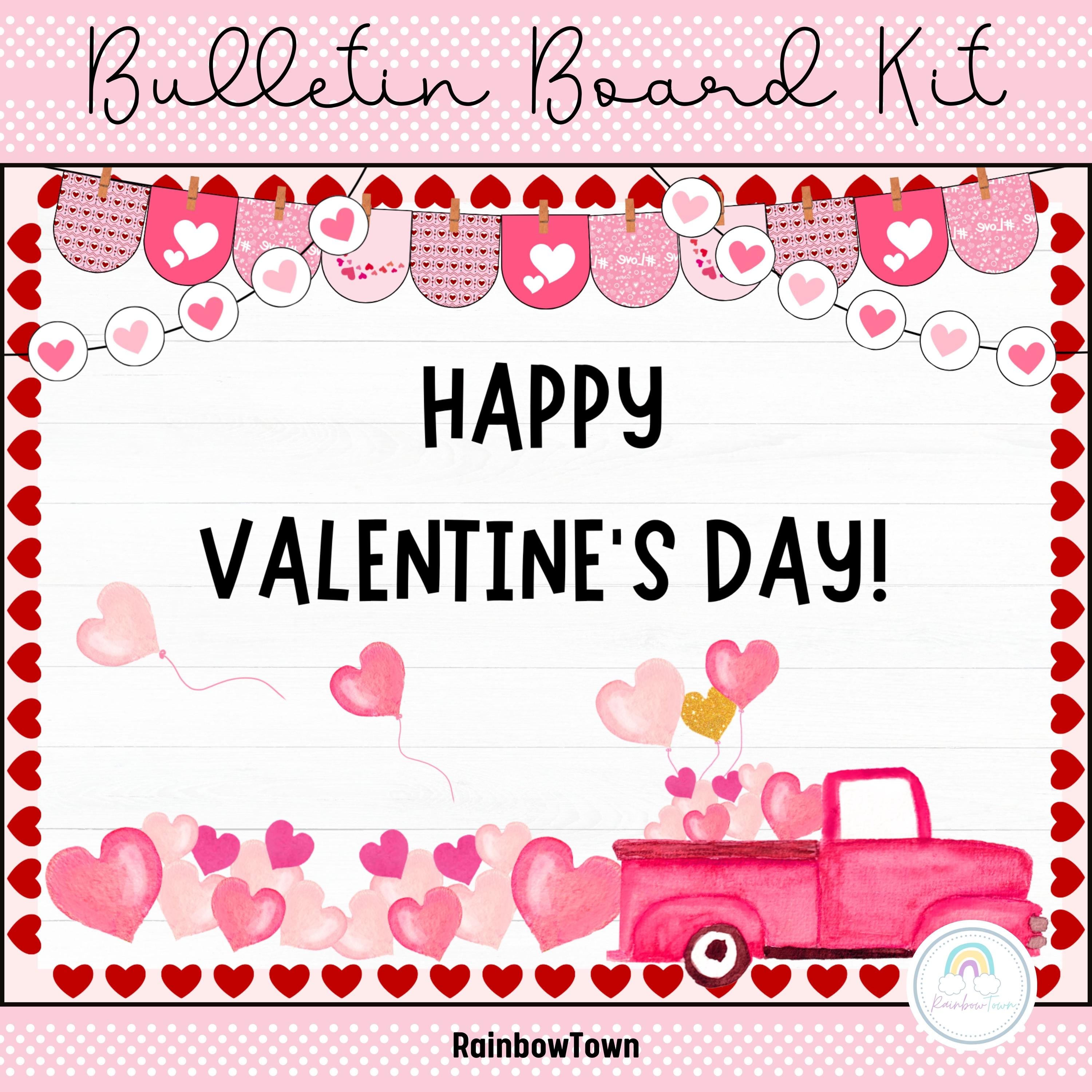 Valentine's Day Bulletin Board Kit Pink Truck Christian Classroom ...