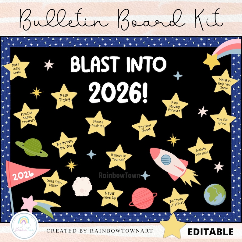 New Year Bulletin Board Kit Year to Shine Star Classroom Decorations ...