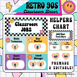 90s Groovy Retro Classroom Decor Bundle Printable - Etsy