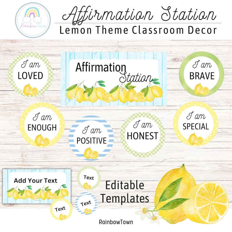 Lemon Classroom Decor Bundle Modern Farmhouse Theme Printable ...