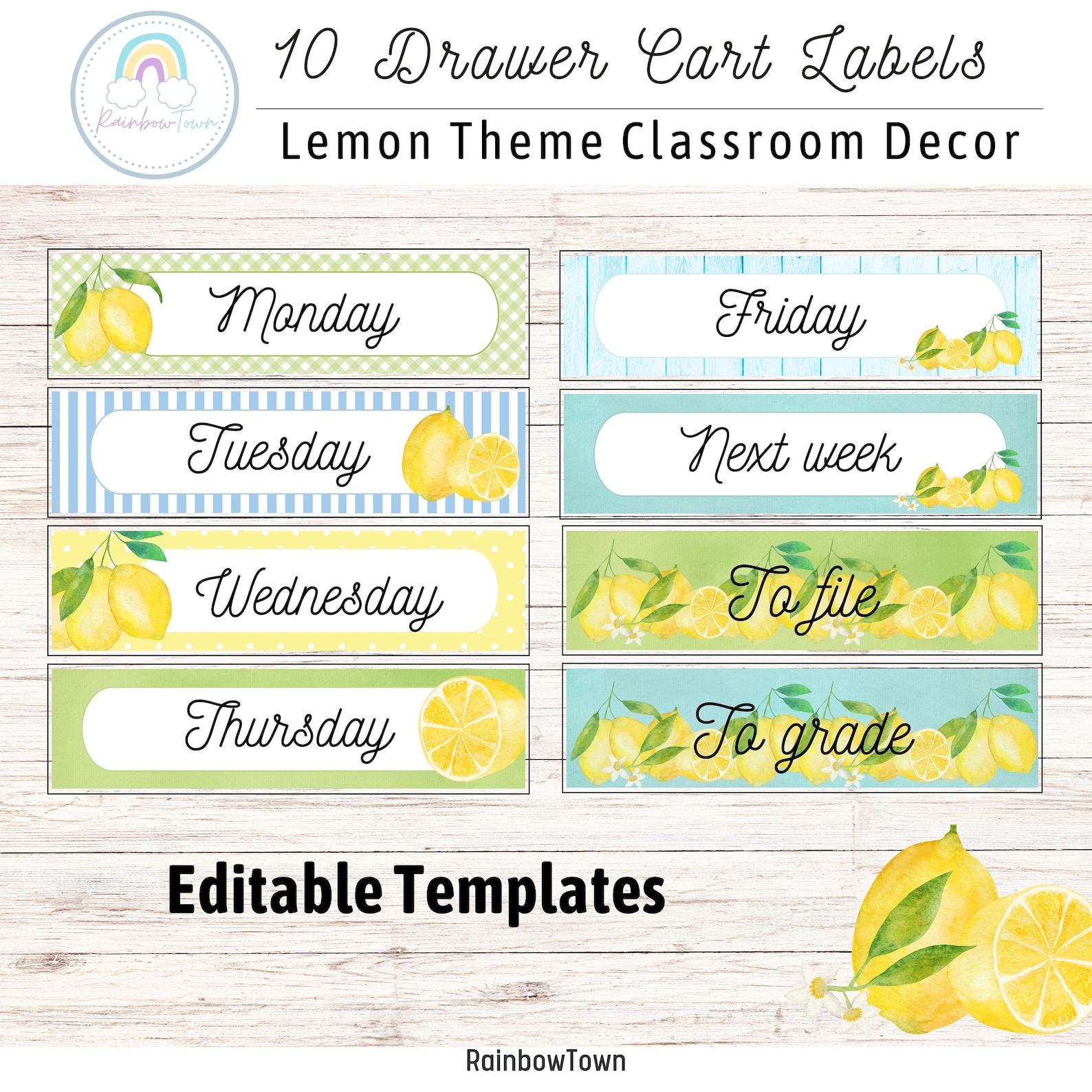 Lemon Classroom Decor Bundle Modern Farmhouse Theme Printable ...