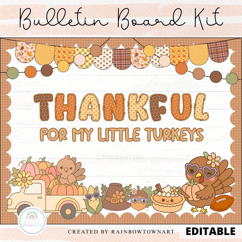 Thanksgiving Bulletin Board Kit Thankful Turkey Classroom Door ...