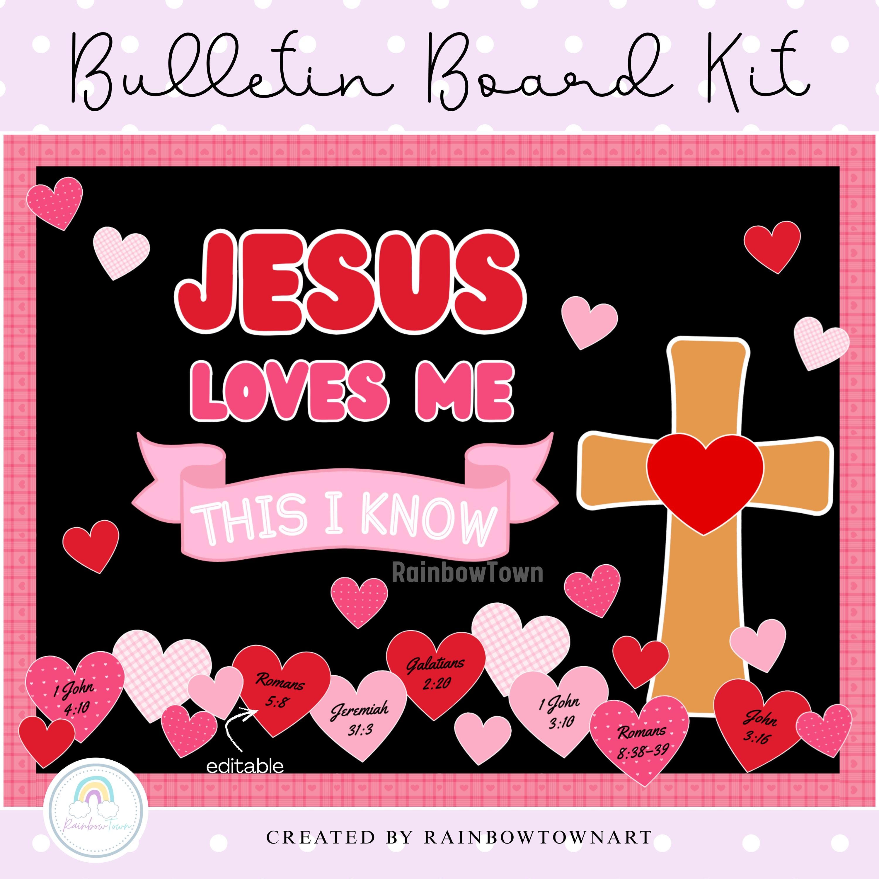 Valentines Day Bulletin Board Kit Christian Heart Classroom Decor ...